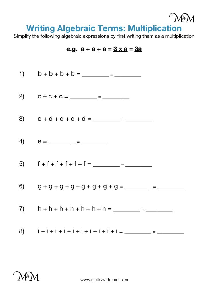 Introducing Writing Algebraic Terms - Maths with Mum